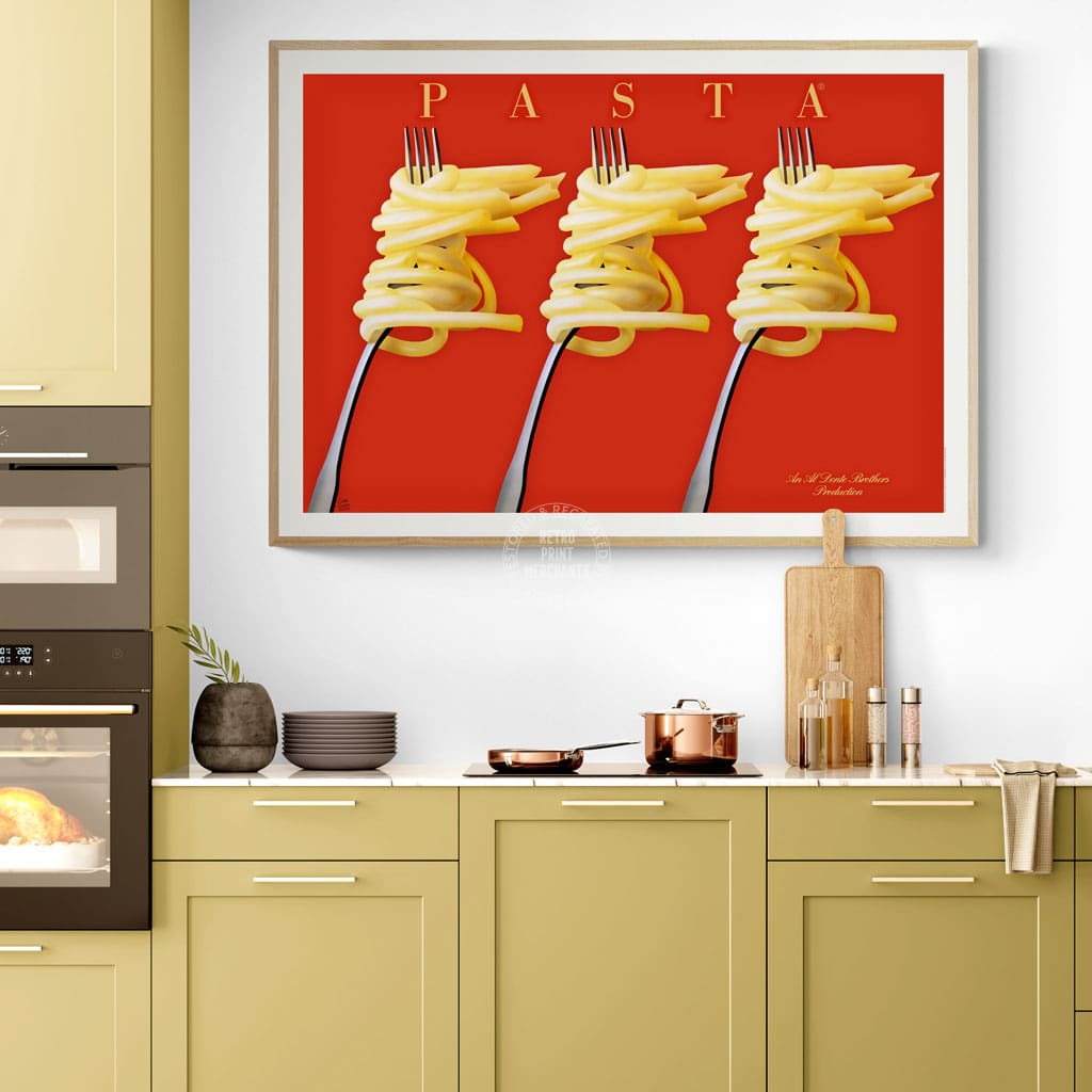Pasta Feast Retro Wall Print | Retro Print Merchants