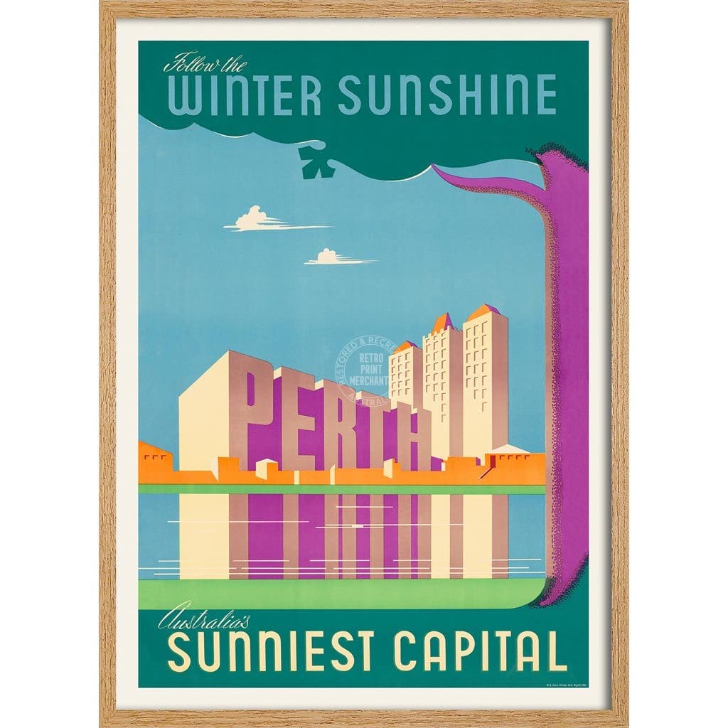 Perth 1950s Tourism Vintage Poster Print | Retro Print Merchants