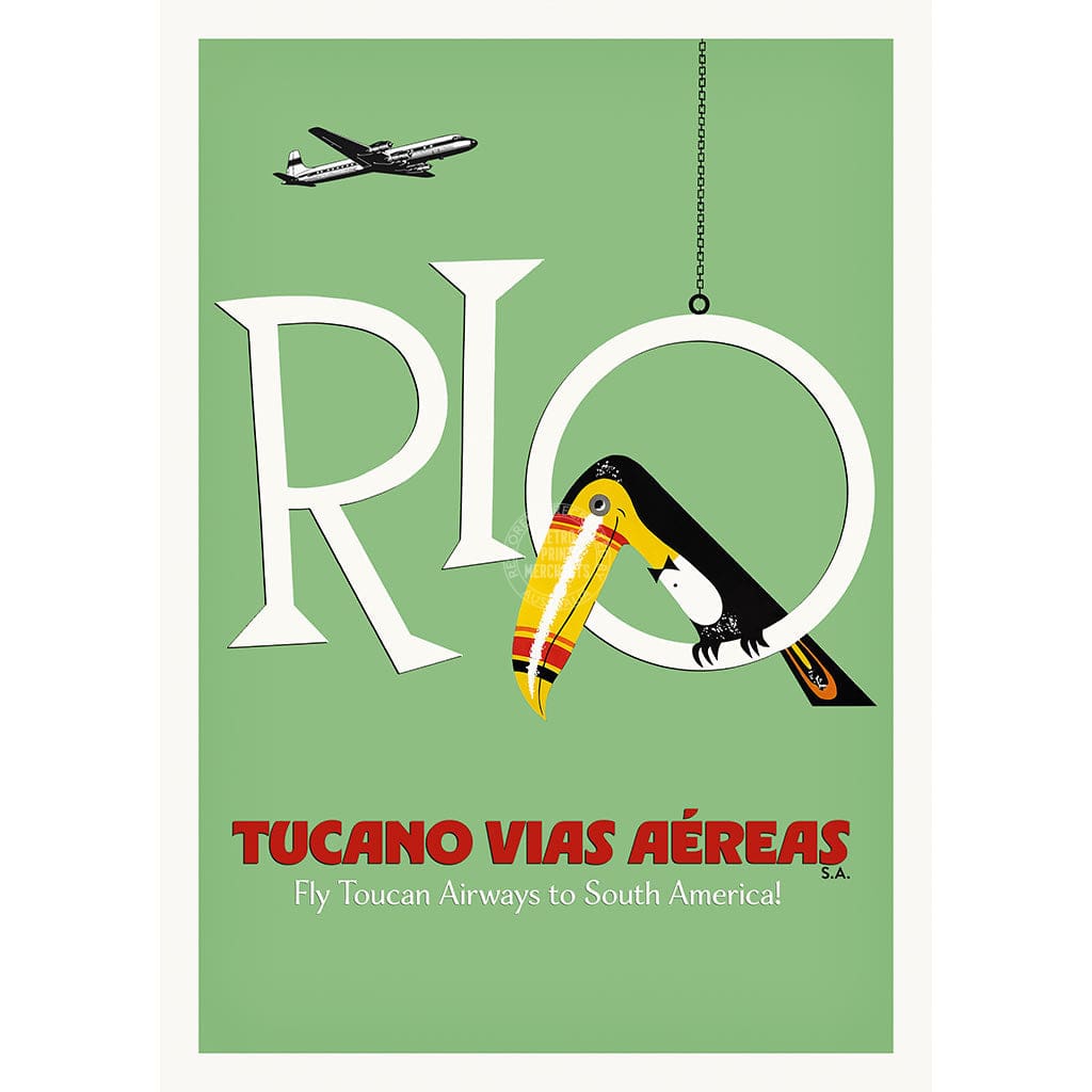 Rio Toucan Vintage Poster Print | Retro Print Merchants
