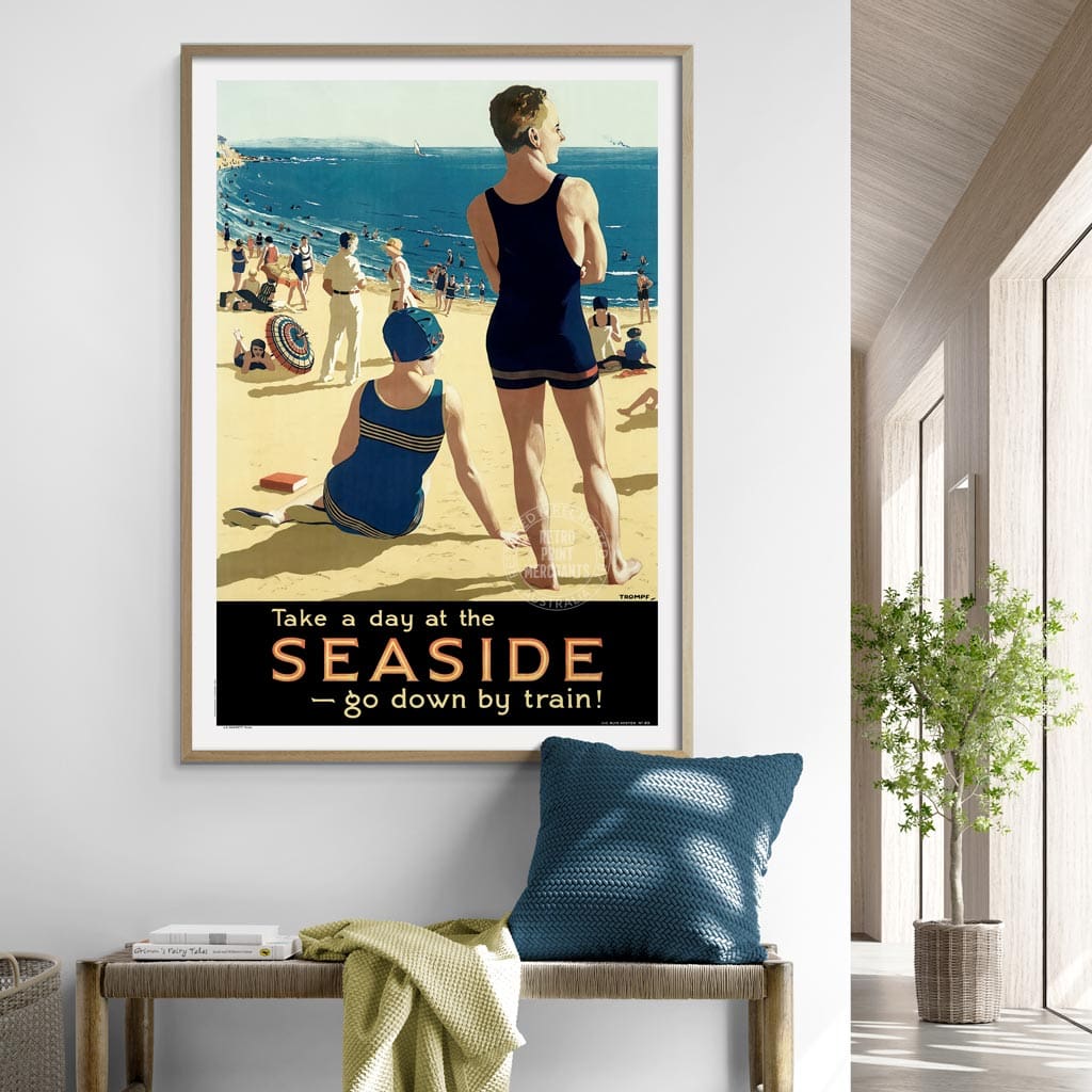 Seaside Go By Train Vintage Poster Print | Retro Print Merchants