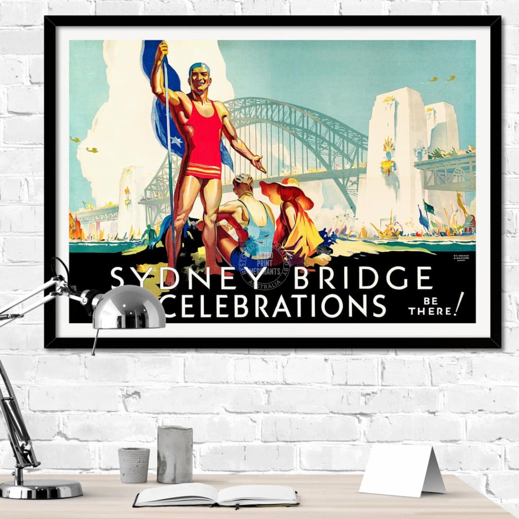 Sydney Harbour Bridge Opening Vintage Poster Print | Retro Print Merchants