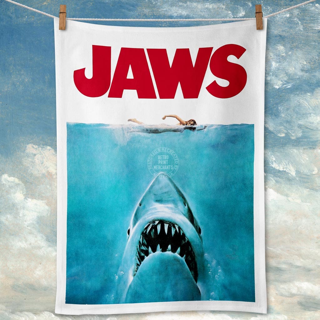 Linen Tea Towel | Jaws – Retro Print Merchants