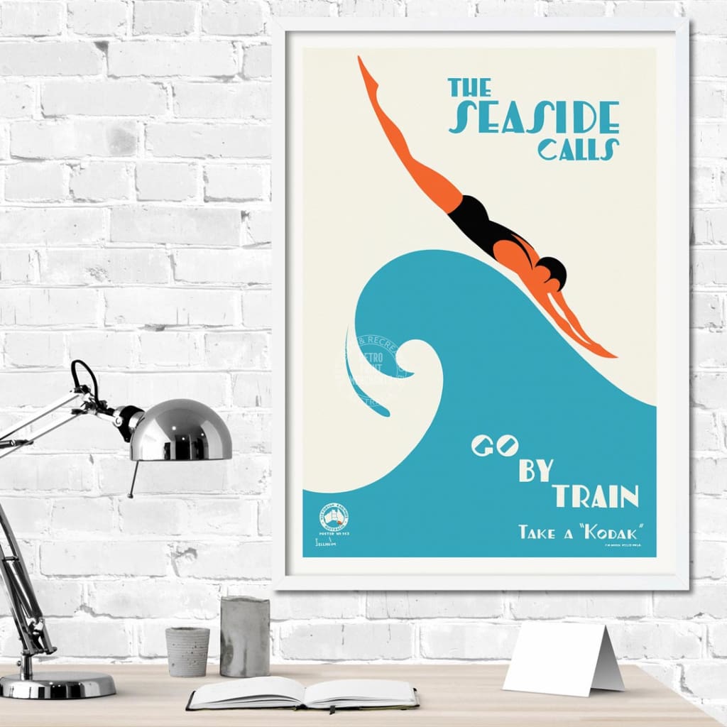 The Seaside Calls Vintage Poster Print | Retro Print Merchants